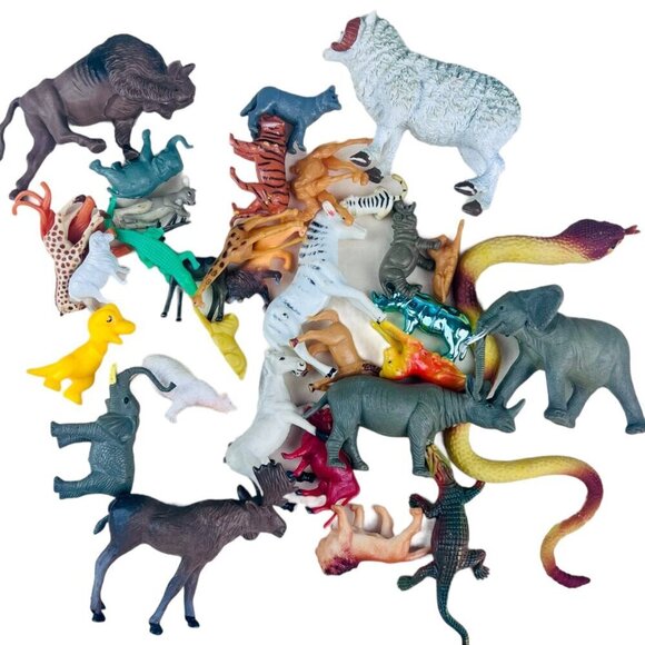 Vintage | Toys | Animal Critter Figure Toy Lot Farm Zoo Jungle Cake ...